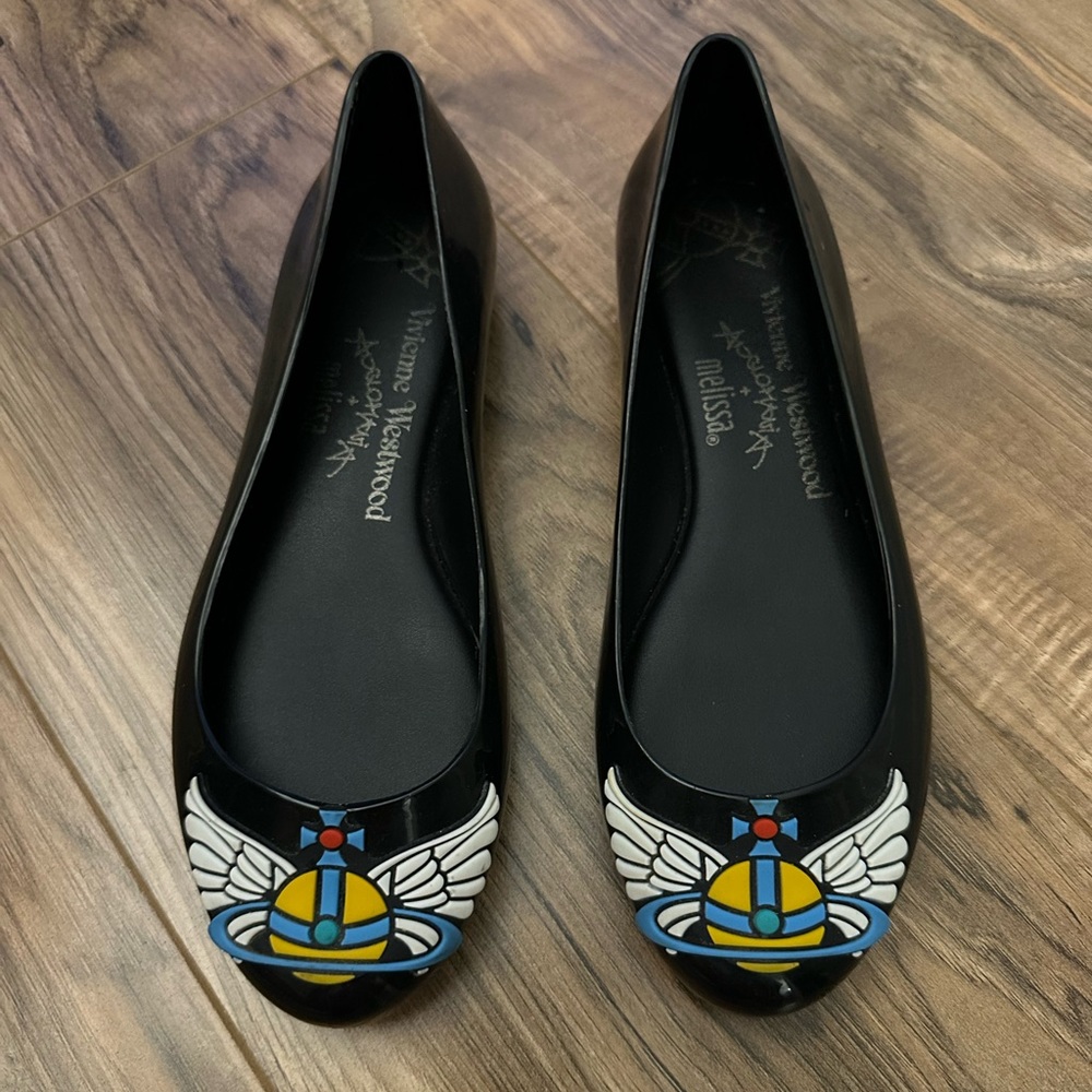 Vivienne Westwood For Melissa Wing Logo Flat Shoes In… - Gem